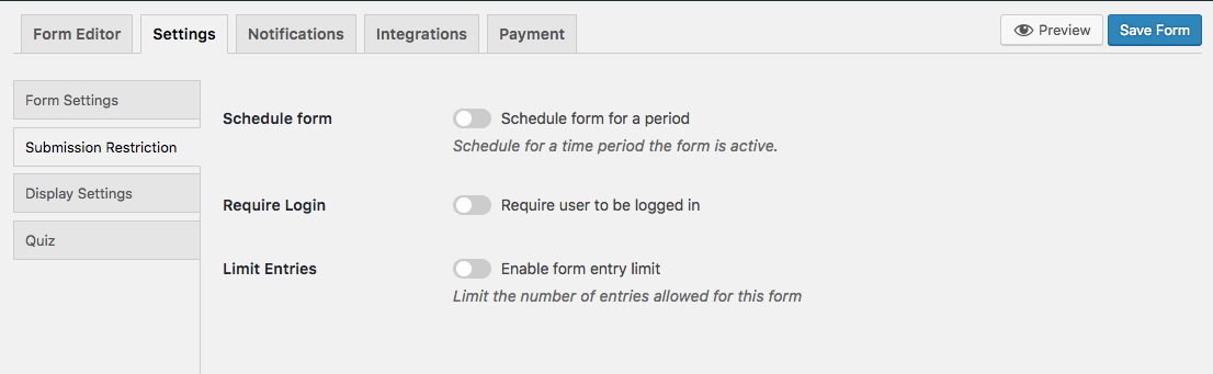 Form Settings | weForms Pro
