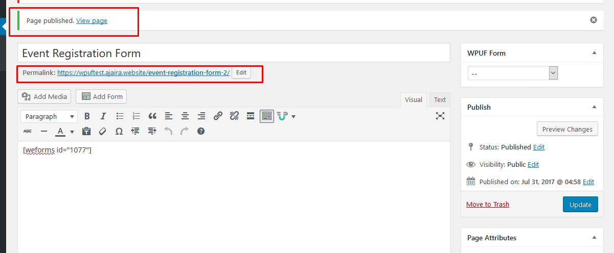 Adding forms to page/post | weForms Pro