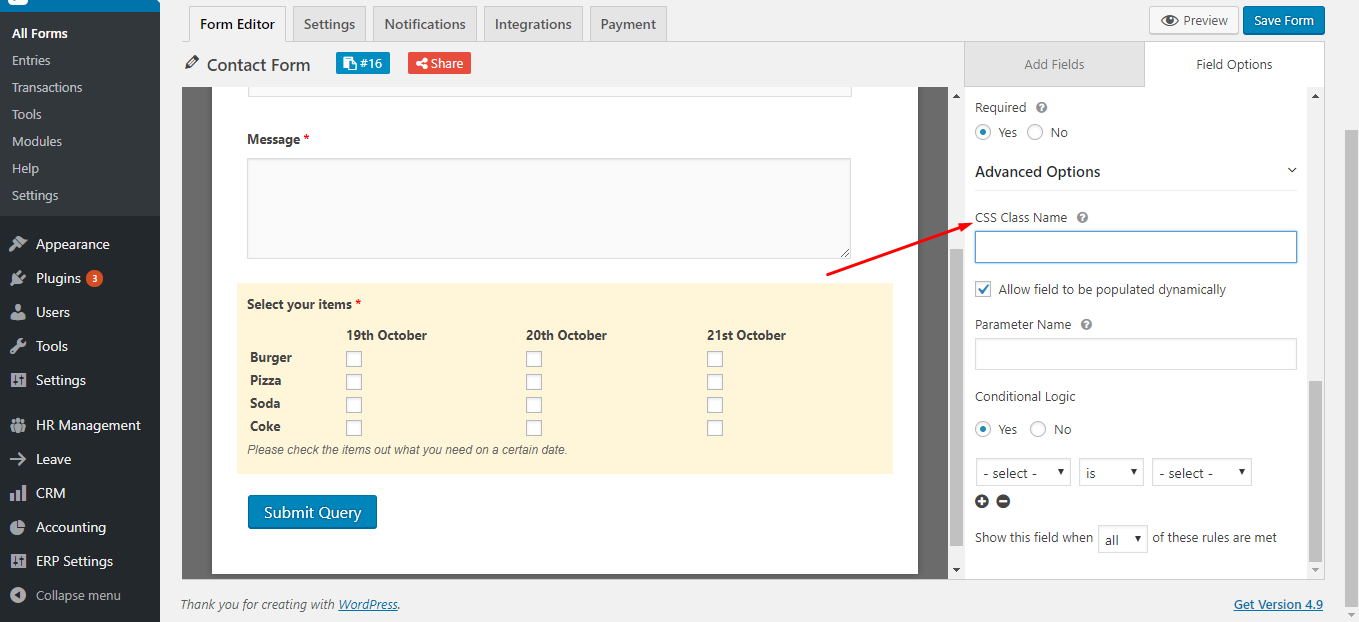Checkbox Grid | weForms Pro
