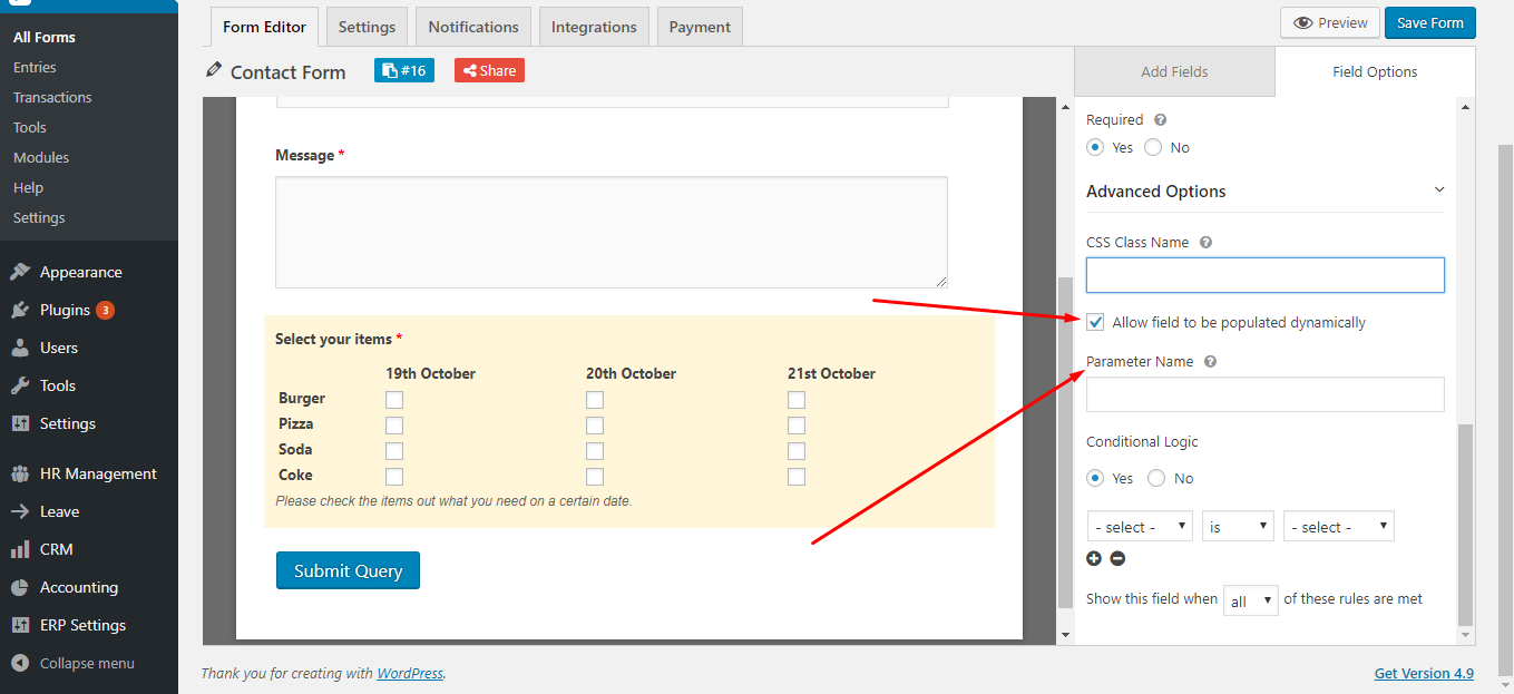 Checkbox Grid | weForms Pro