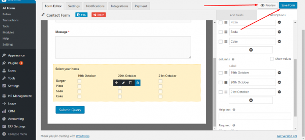Checkbox Grid | weForms Pro