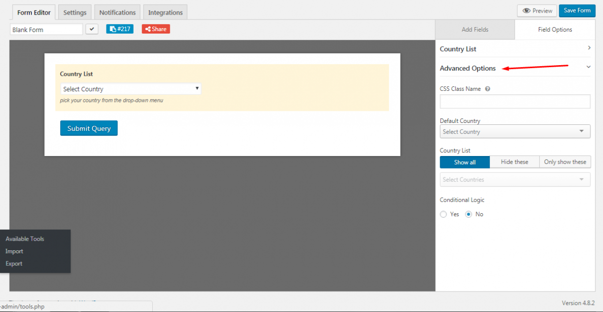 Country List | weForms Pro