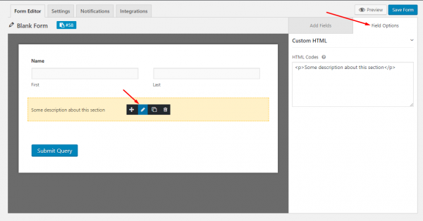 Custom HTML | weForms Pro
