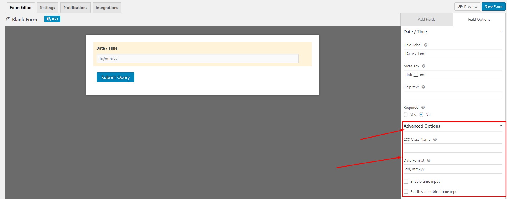 Date/Time Form Field | weForms Pro