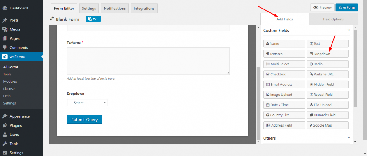 Drop-down | weForms Pro