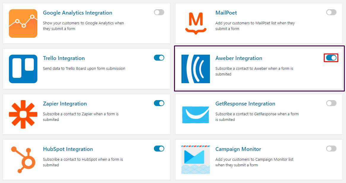 AWeber | weForms Pro