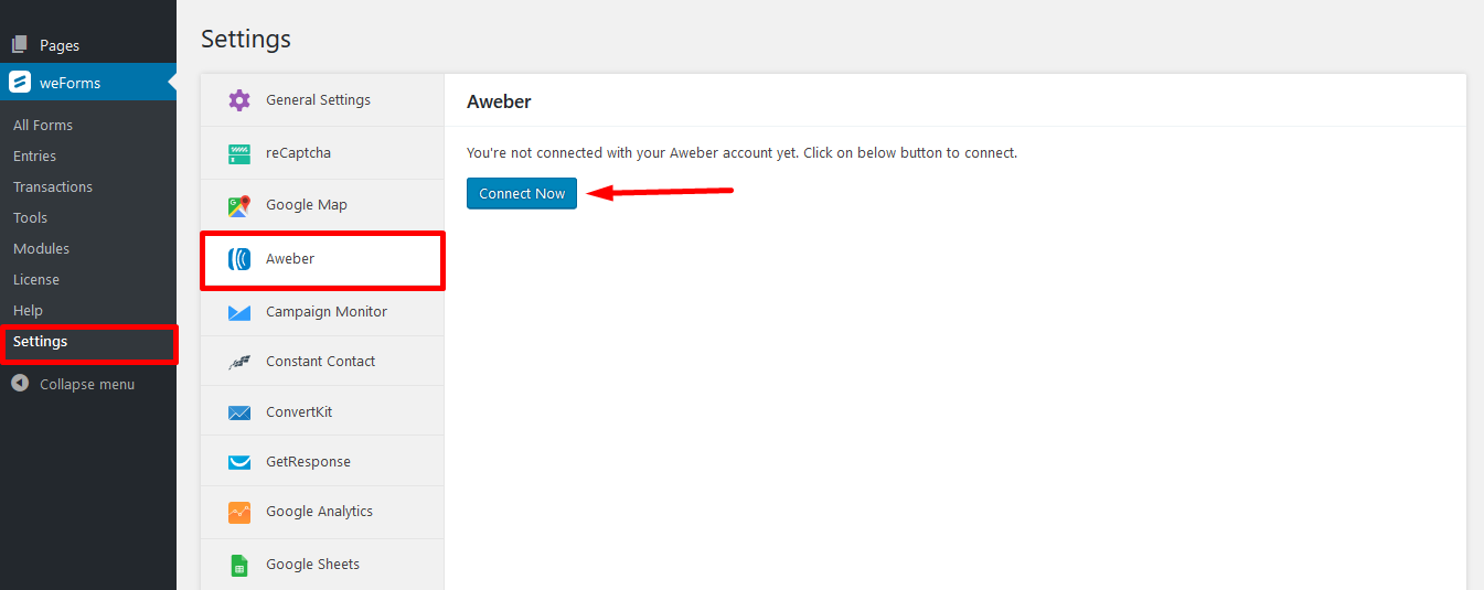 AWeber | weForms Pro
