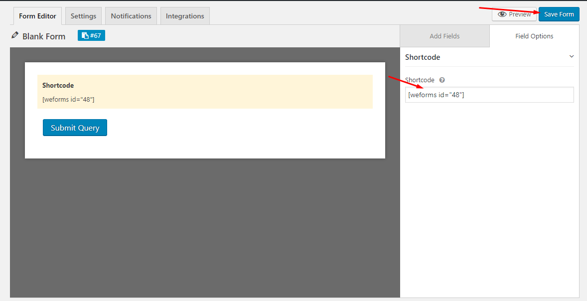 Shortcode | weForms Pro