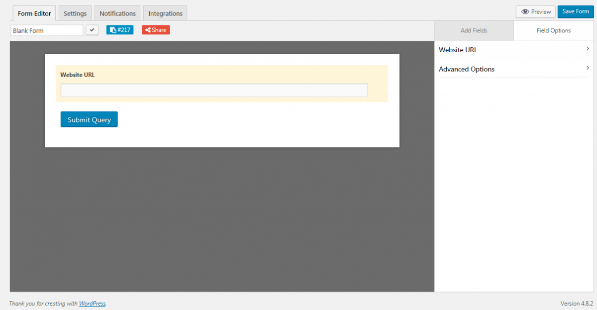 Website URL | weForms Pro
